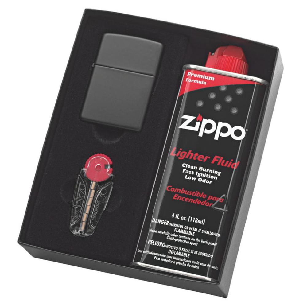 Zippo Black Matte Lighter Gift Box Set with Fluid and Flints | Buy ...