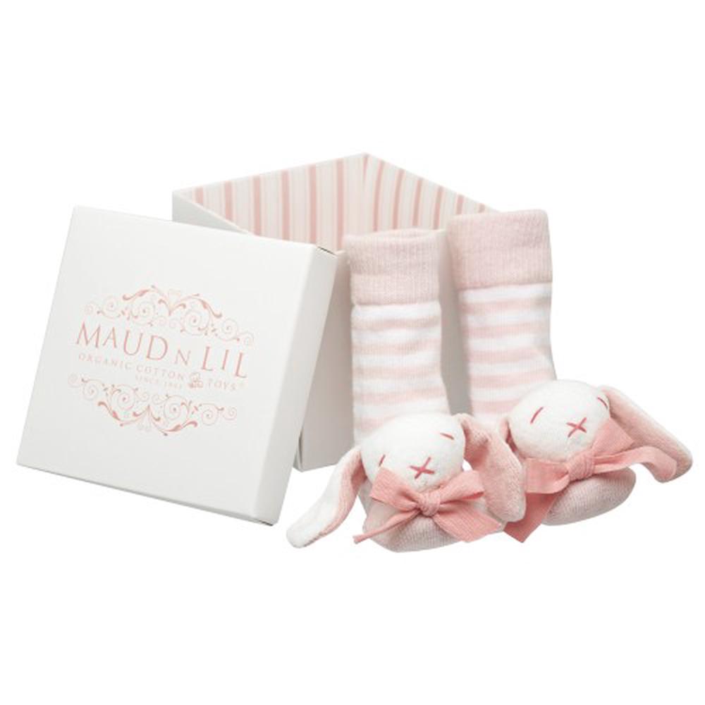 Maud 'n' Lil Boxed Rattle & Socks (Rose) | Buy online at The Nile
