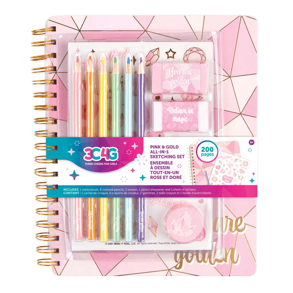 3C4G Pink & Gold All-In-1 Sketching Set | Buy online at The Nile