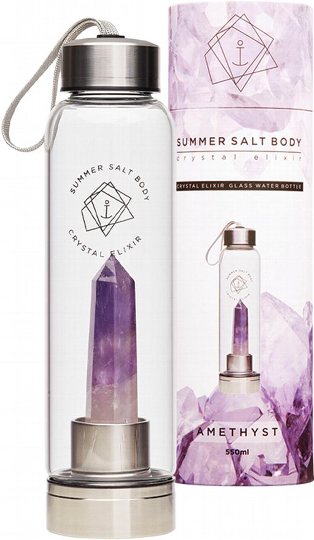 Summer Salt Body Crystal Elixir Glass Water Bottle (Amethyst) - 550mL ...