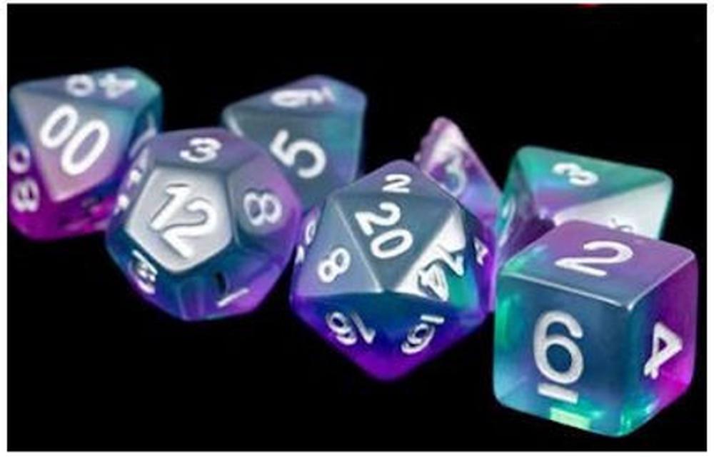 Metallic Dice Games Polyhedral Resin Dice Set (Blue Aurora) | Buy ...