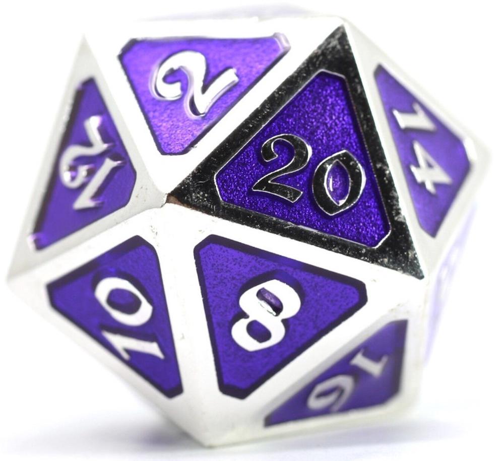 Die Hard Dice Metal D20, Single (Mythica Platinum Amethyst) | Buy ...