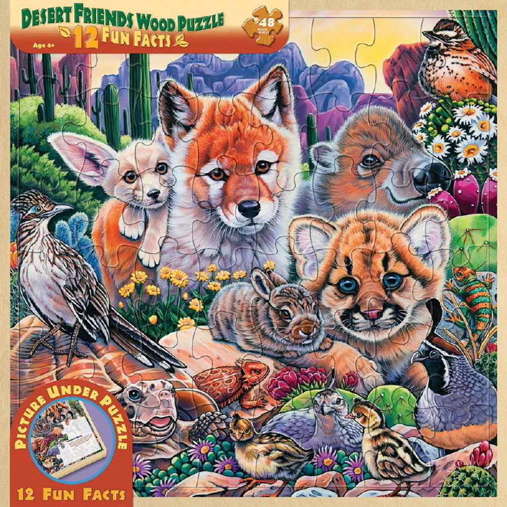 Masterpieces Desert Friends Wood Fun Facts Puzzle, 48 Piece | Buy ...