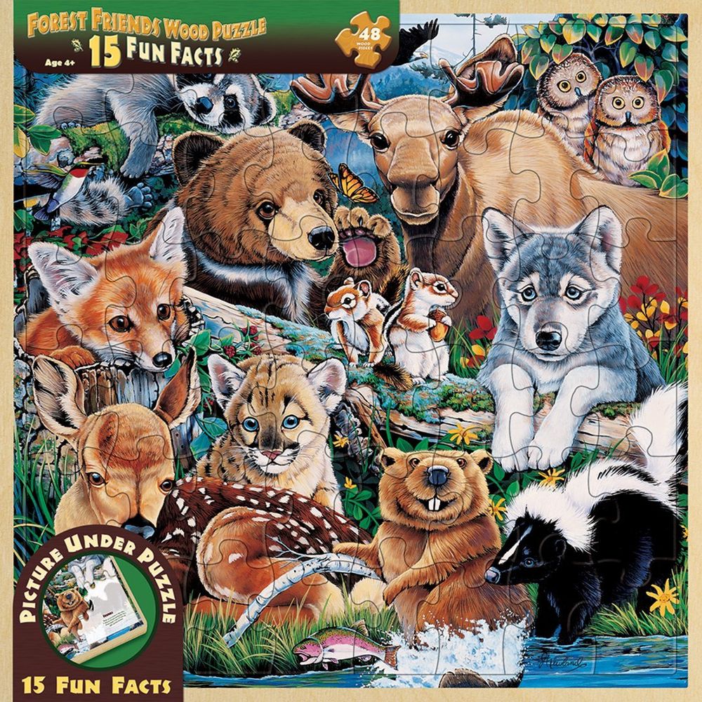 Masterpieces Forest Friends Wood Fun Facts Puzzle, 48 Piece | Buy ...