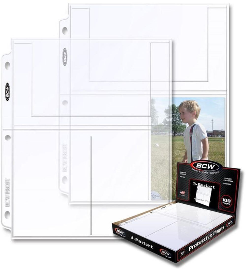 BCW 3 Pocket Protective Pages Photos, 100 Pages Per Box | Buy online at ...