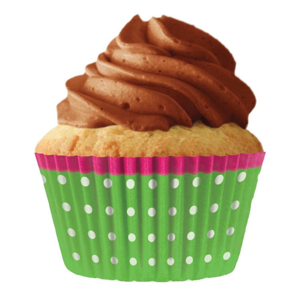 CCC Baking Cups, 32 Piece (Green Dots Pink Trim) | Buy online at The Nile