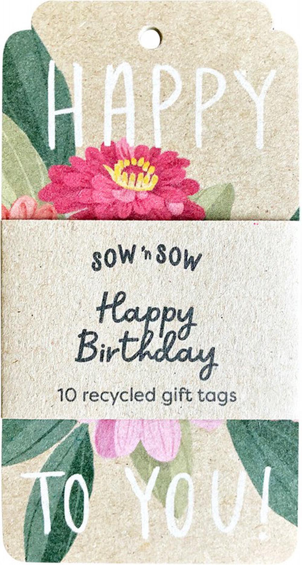 Sow 'N Sow Happy Birthday Recycled Gift Tags, 10 Piece (Zinnia) | Buy ...