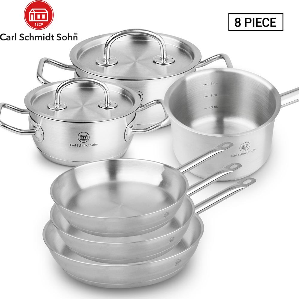 Carl Schmidt Sohn Pro-X Stainless Steel Cookware Set, 8 Piece (Silver) | Buy online at The Nile