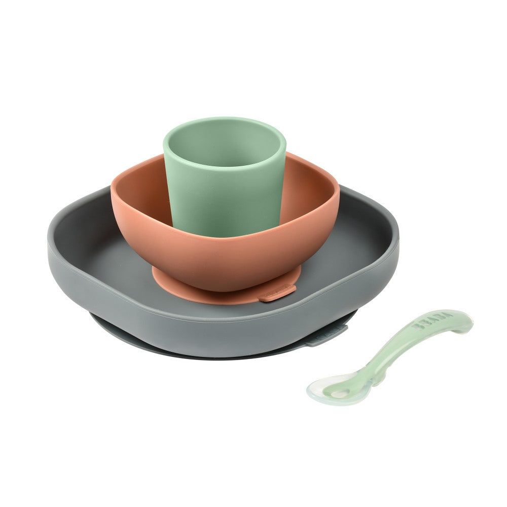Beaba Silicone Suction Meal Set (Mineral) | Buy online at The Nile