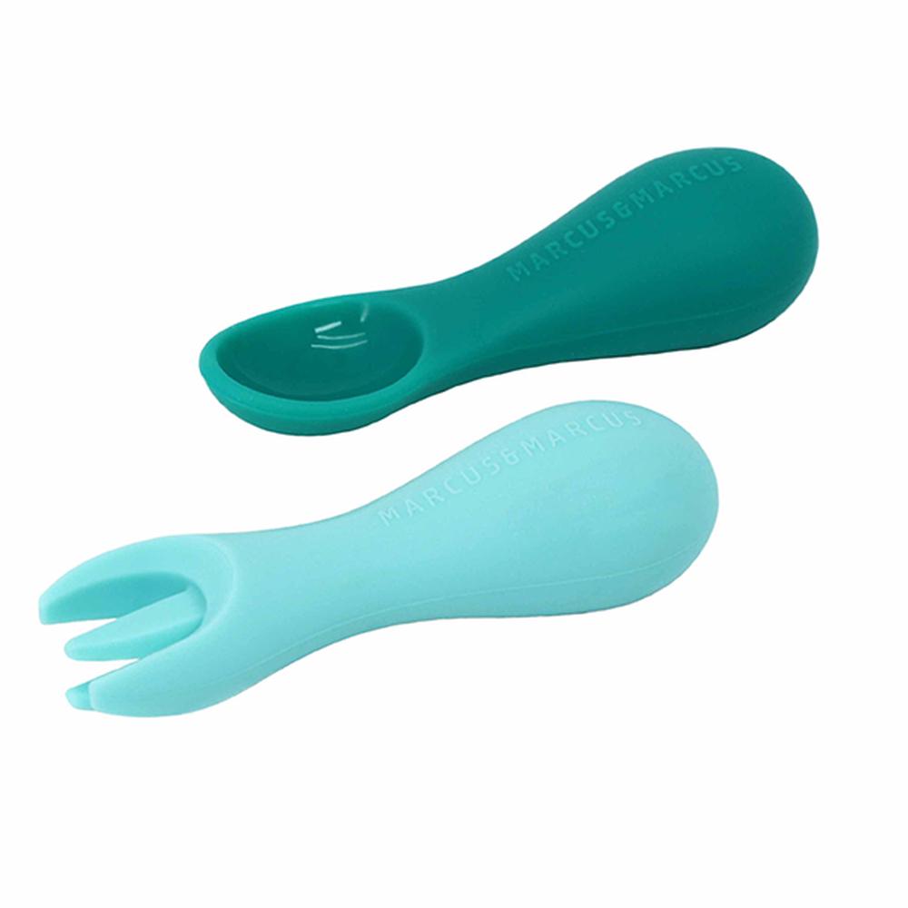 Marcus and Marcus Silicone Palm Grasp Spoon & Fork (Green) | Buy online ...