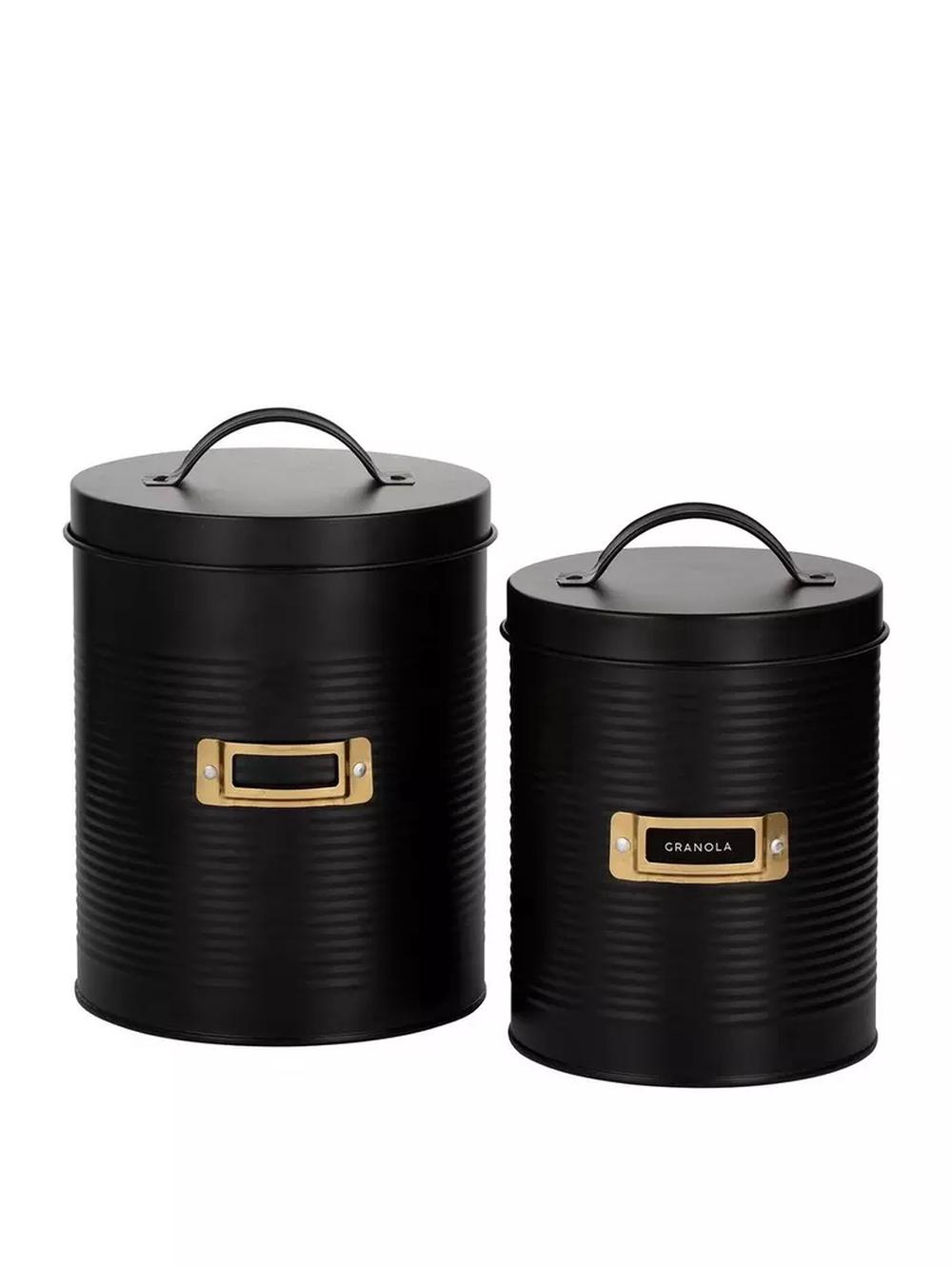 Typhoon Living Otto Storage Canisters, Set of 2 (Black) - 13.5x17.5cm ...