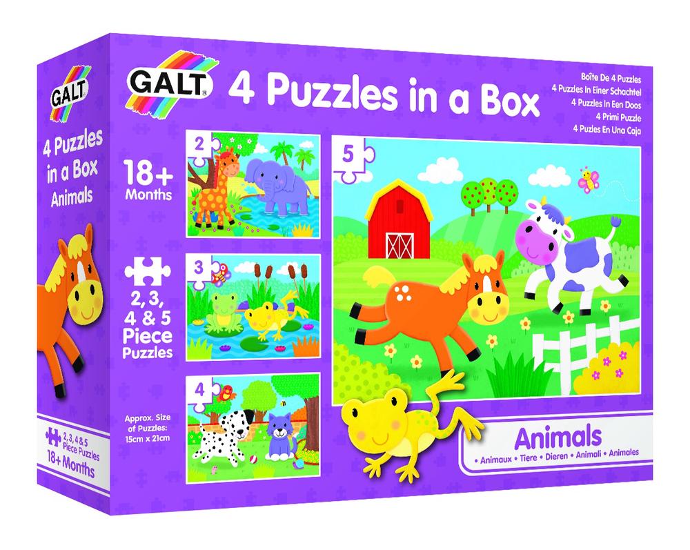 Galt 4 Puzzles in a Box - Animals | Buy online at The Nile
