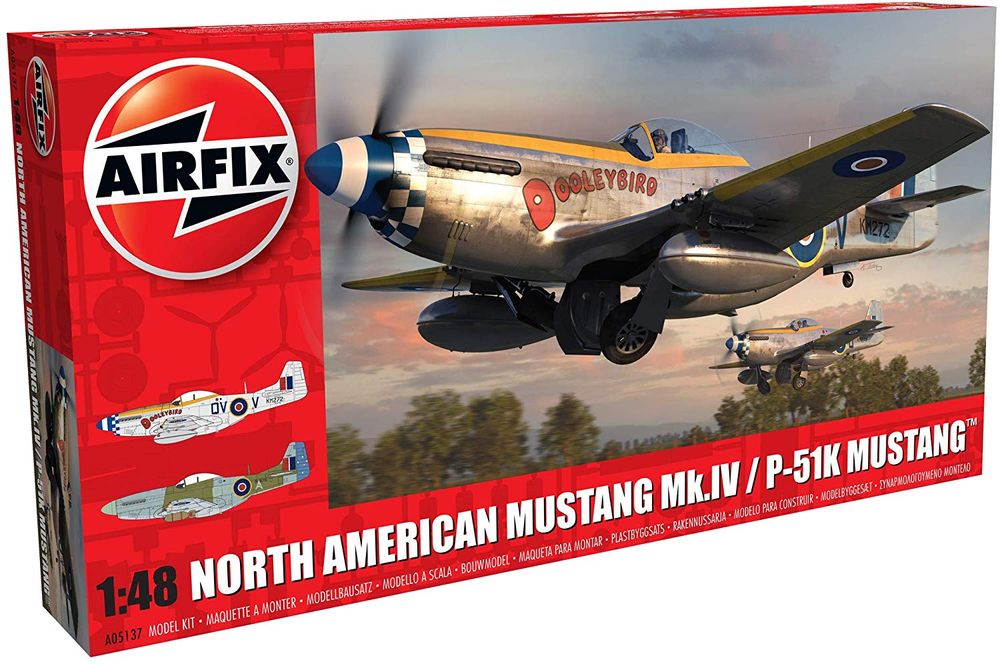 Airfix North American Mustang MkIV/P-51K Mustang Model Kit, 1:48 Scale ...