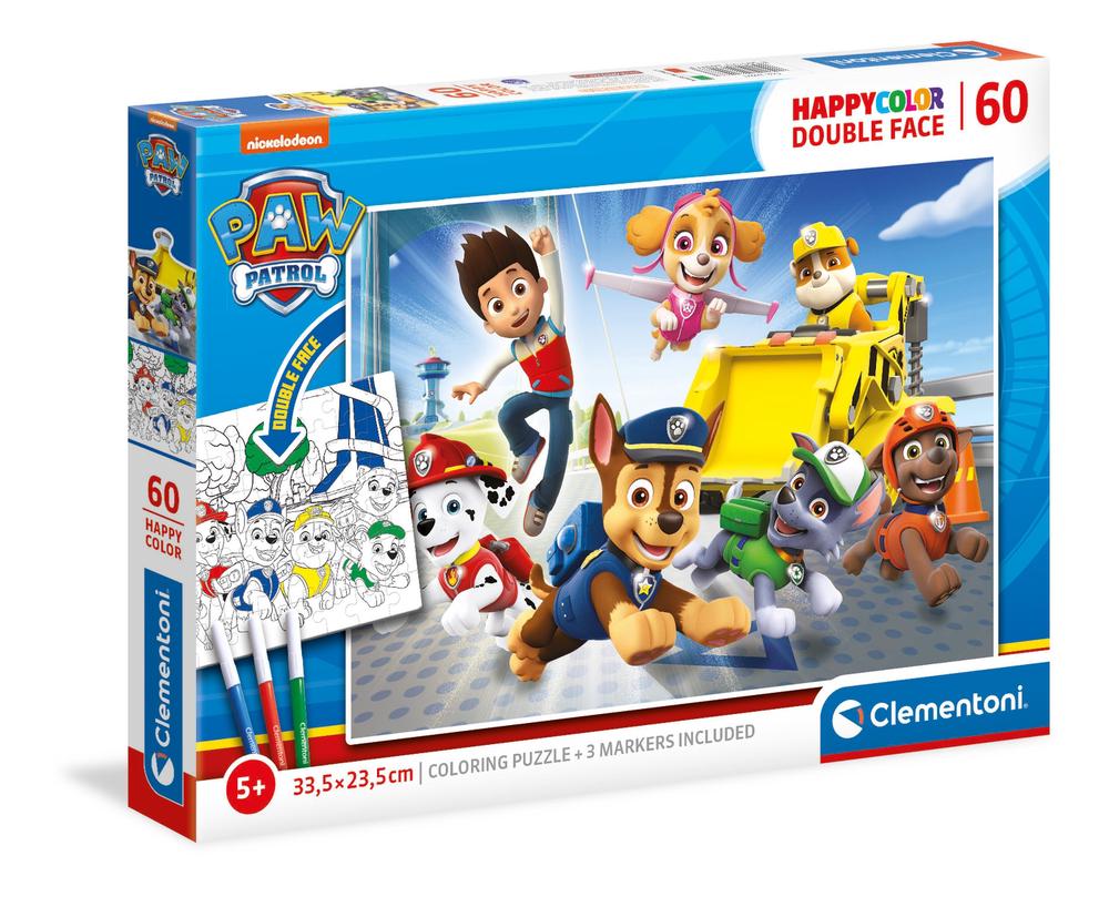 Clementoni Paw Patrol Happy Color Double Face Colouring In Jigsaw ...