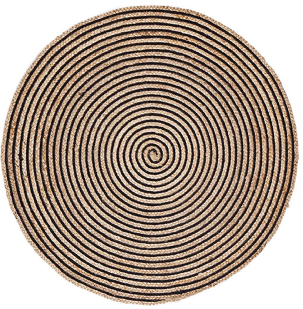 Fab Habitat Orchid Round Decorative Jute Rug (Black and Natural ...