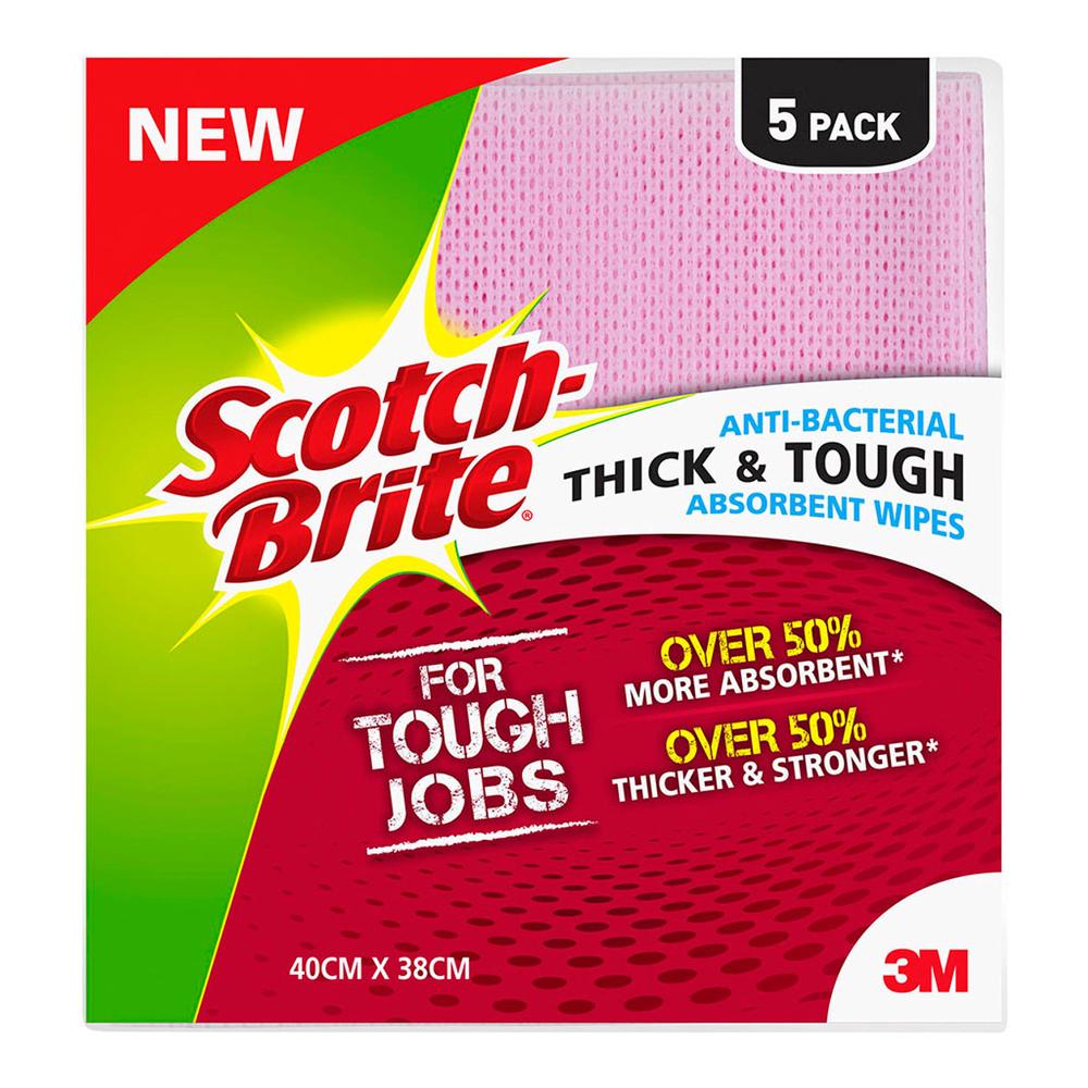 Scotch-Brite Antibacterial Thick and Tough Wipes, Pack of 5 | Buy ...