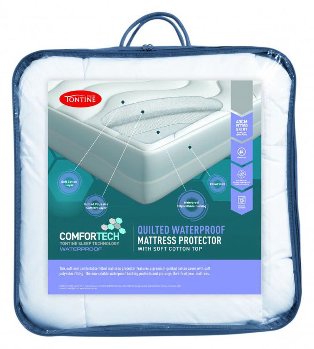 Tontine Comfortech Waterproof Quilted Fitted Mattress Protector - King ...