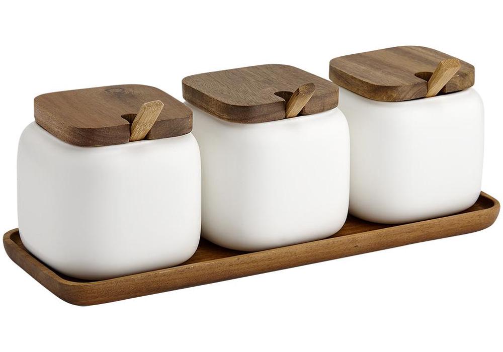 Ladelle Essentials Canister & Spoon Counter Set (White) - 28x10.5x9.5cm ...