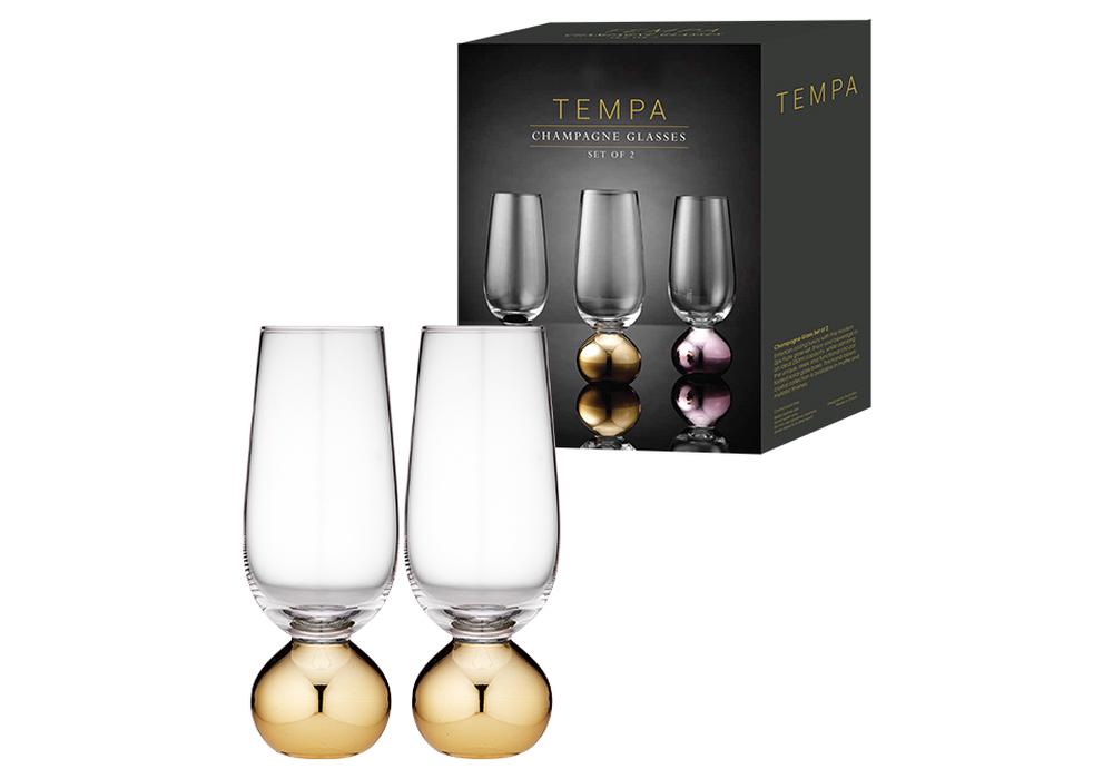 Tempa Astrid Champagne Glass Set, Set of 2 (Gold) - 6x6x17cm | Buy ...