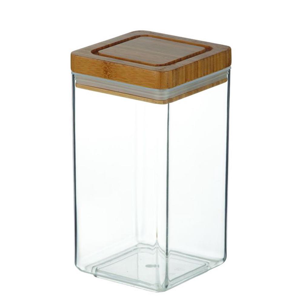 Davis & Waddell Acrylic Canister Square with Bamboo Lid (Clear/Natural ...