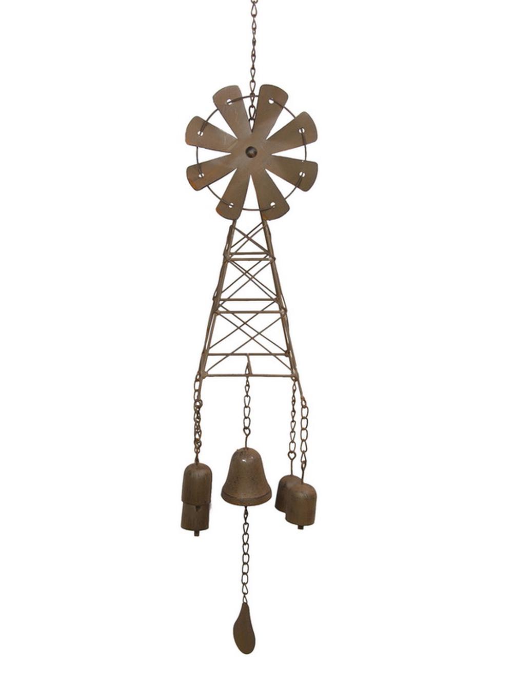 Rolling Hills Homewares Cast Iron Windmill With Bell Wind Chime - 80cm ...