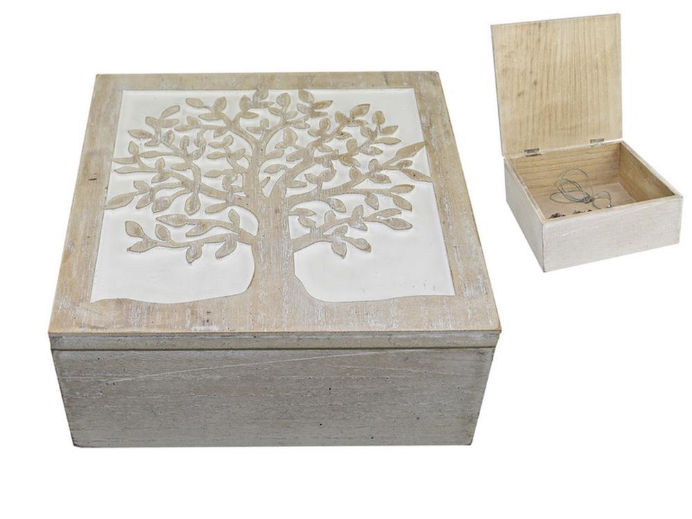 Rolling Hills Homewares Square MDF Tree Of Life Carved Box - 20cm | Buy ...