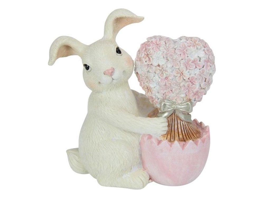 Rolling Hills Homewares Bunny Rabbit with Heart Shaped Flower - 12cm ...