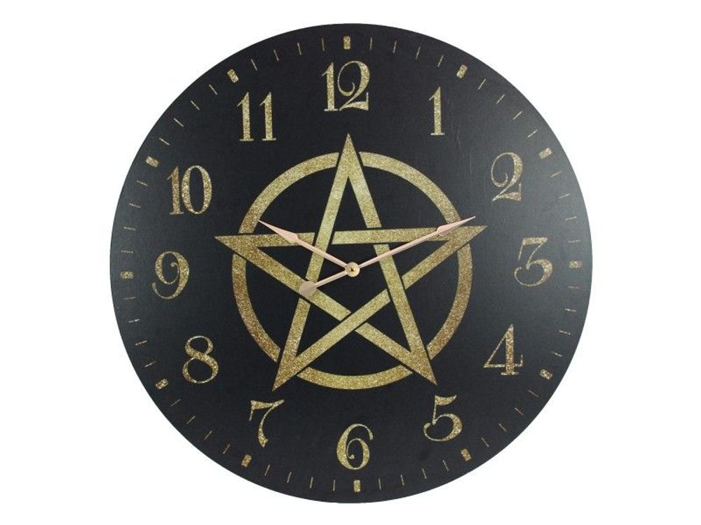 Malmar Enterprises Black and Gold MDF Clock (Pentagram Design) - 58cm ...