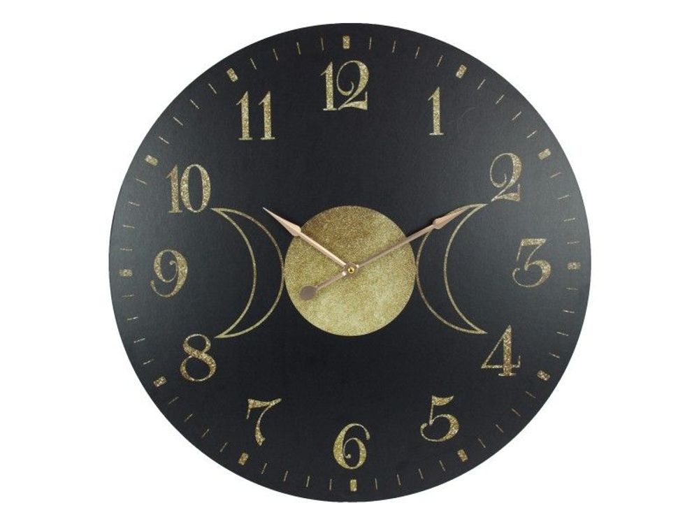 Malmar Enterprises Black and Gold MDF Clock (Triple Moon Design) - 58cm ...