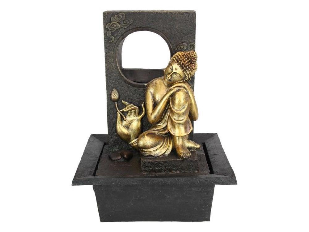 Malmar Enterprises Gold Rulai Buddha Sitting on Waterfall Fountain with ...