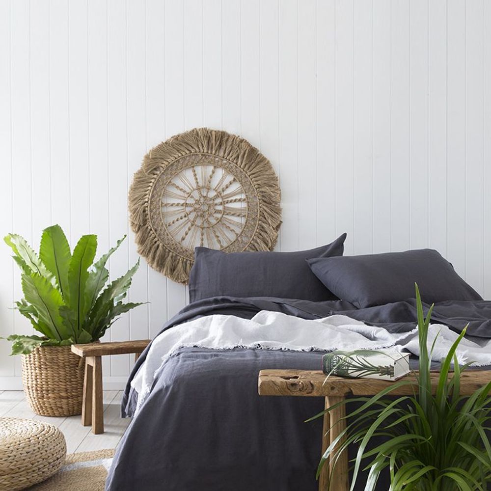 Bambury Linen Quilt Cover Set (Charcoal) - Super King | Buy online at ...