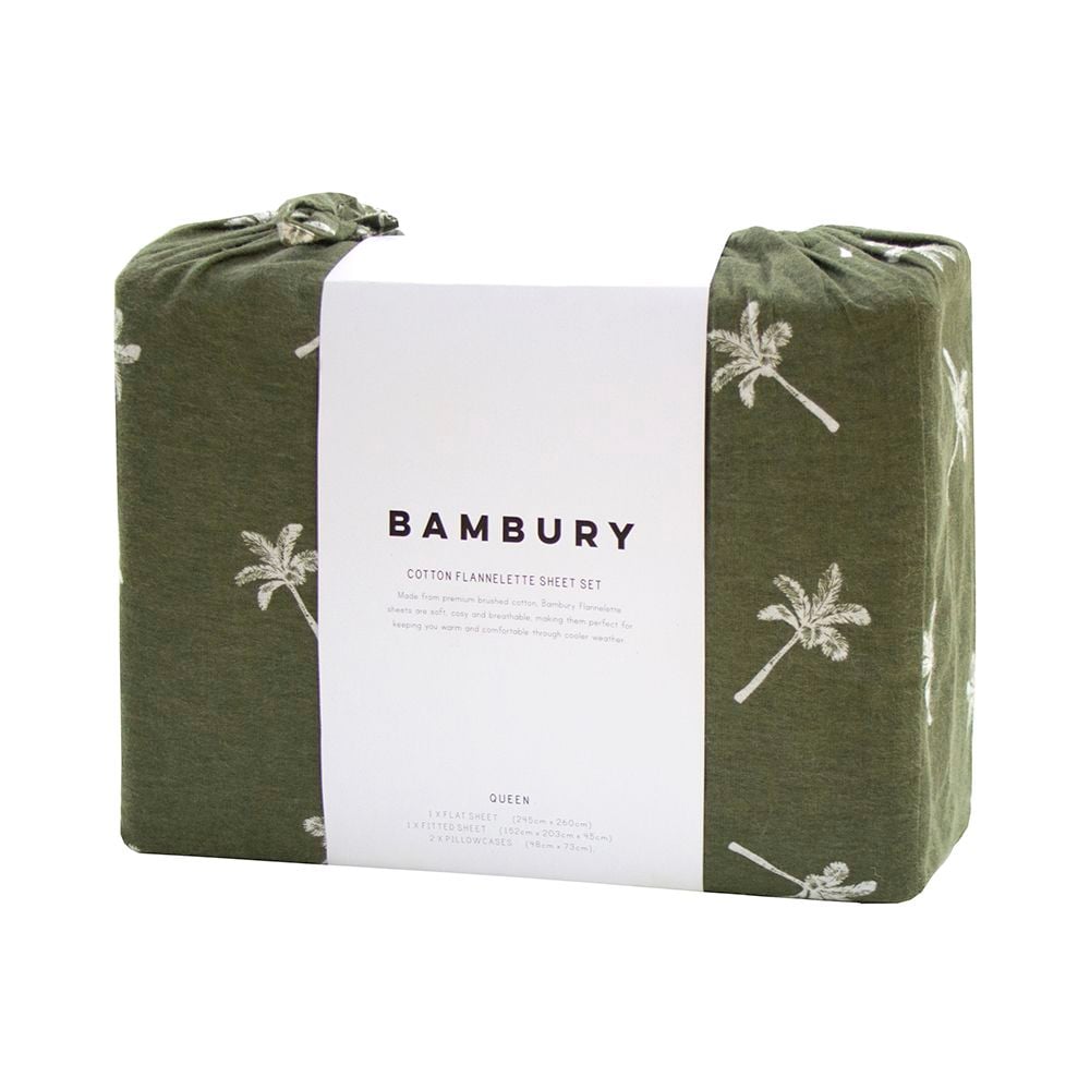 Bambury Cocos Flannelette Sheet Set (Olive) - Queen | Buy online at The ...