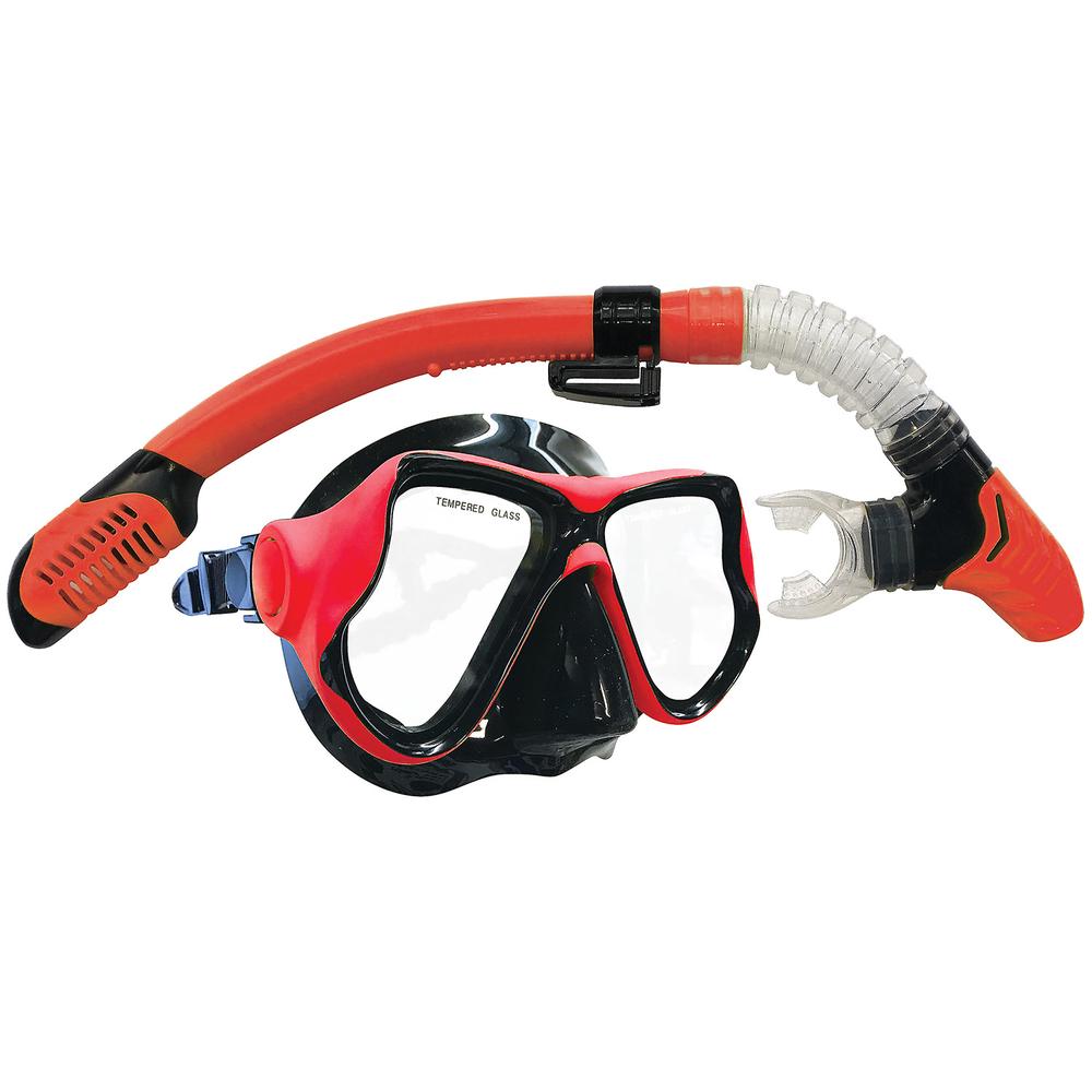 Land & Sea Ningaloo Black Silicone Mask & Snorkel Set (Red) | Buy ...