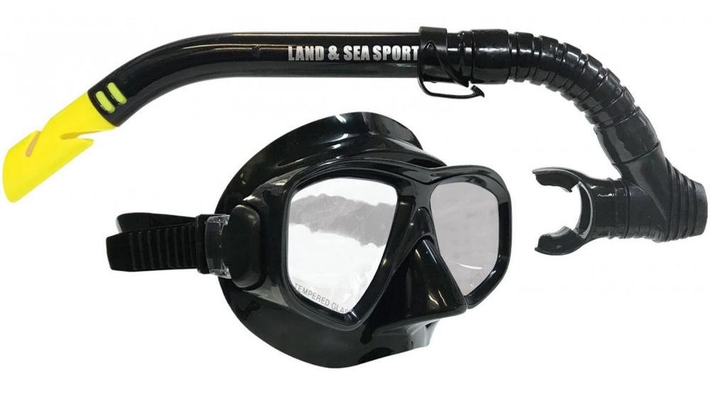 Land & Sea Sports Clearwater Black Silicone Mask and Snorkel Set (Black ...
