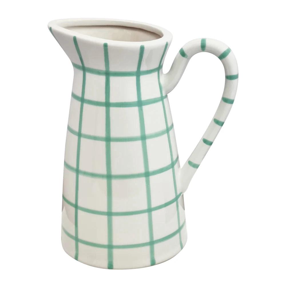 J.Elliot Fenton Check Pitcher Vase (Peppermint) - 17.5x12.5x21.5cm ...