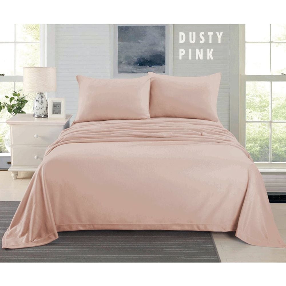 Ramesses Cashmere Touch Flannelette Sheet Set (Dusty Pink) - King ...