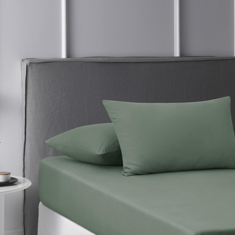 Accessorize Bedroom Collection Washed Cotton Fitted Sheet Set (Olive ...