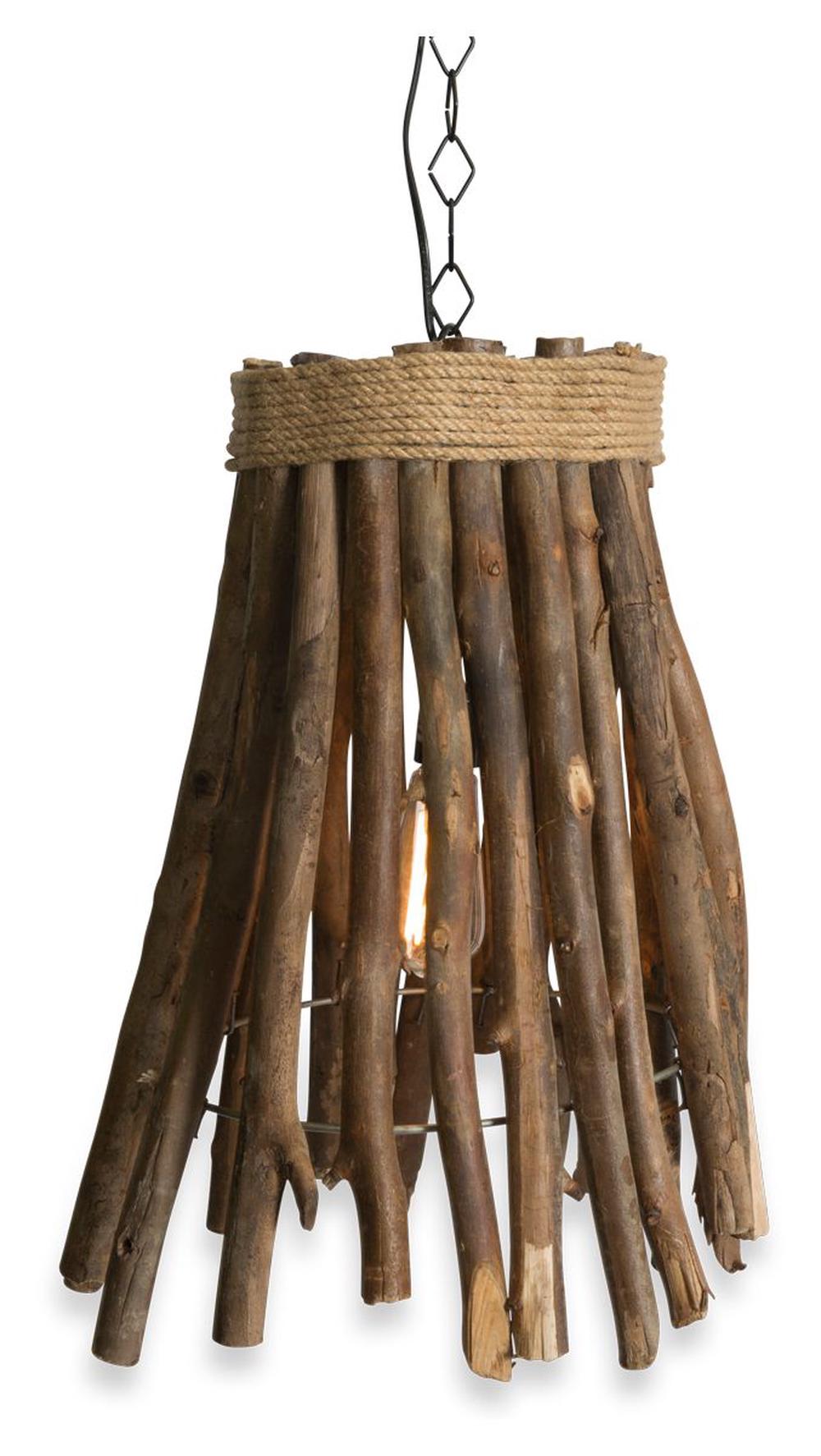 HG Living Iron and Wood Stick Ceiling Pendant Light (Natural) | Buy ...
