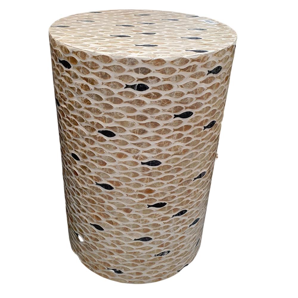 HG Living Round Fish Capiz Shell Side Table (Ivory/Blue) | Buy online ...