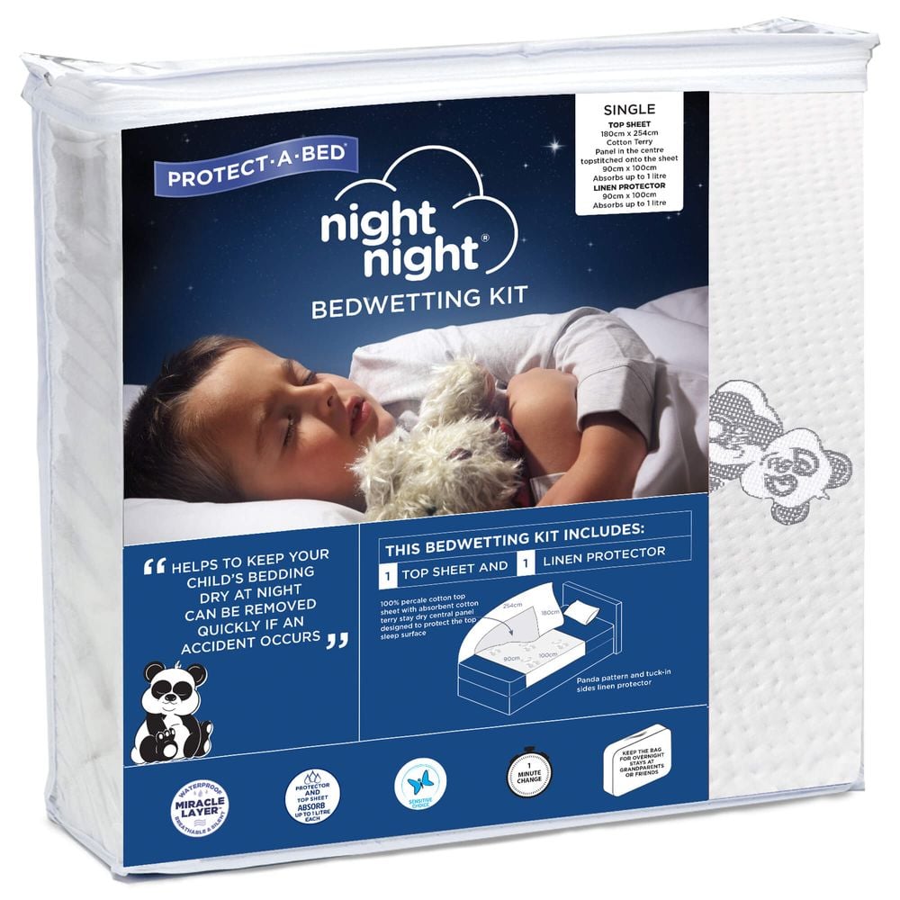 Protect-a-Bed Night Night Bedwetting Kit Top Sheet & Linen Protector ...