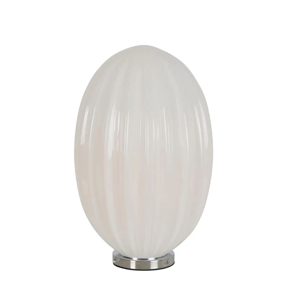 Florabelle Costolette Ribbed Glass Pod Table Lamp (White) - 20 x 20 x ...