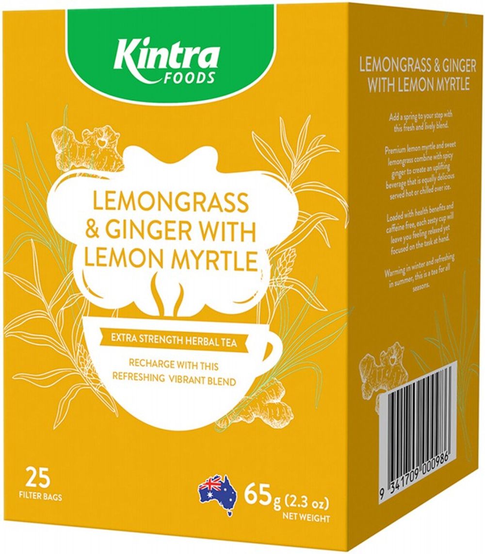 Kintra Foods Herbal Tea Bags - Lemongrass & Ginger with Lemon Myrtle ...