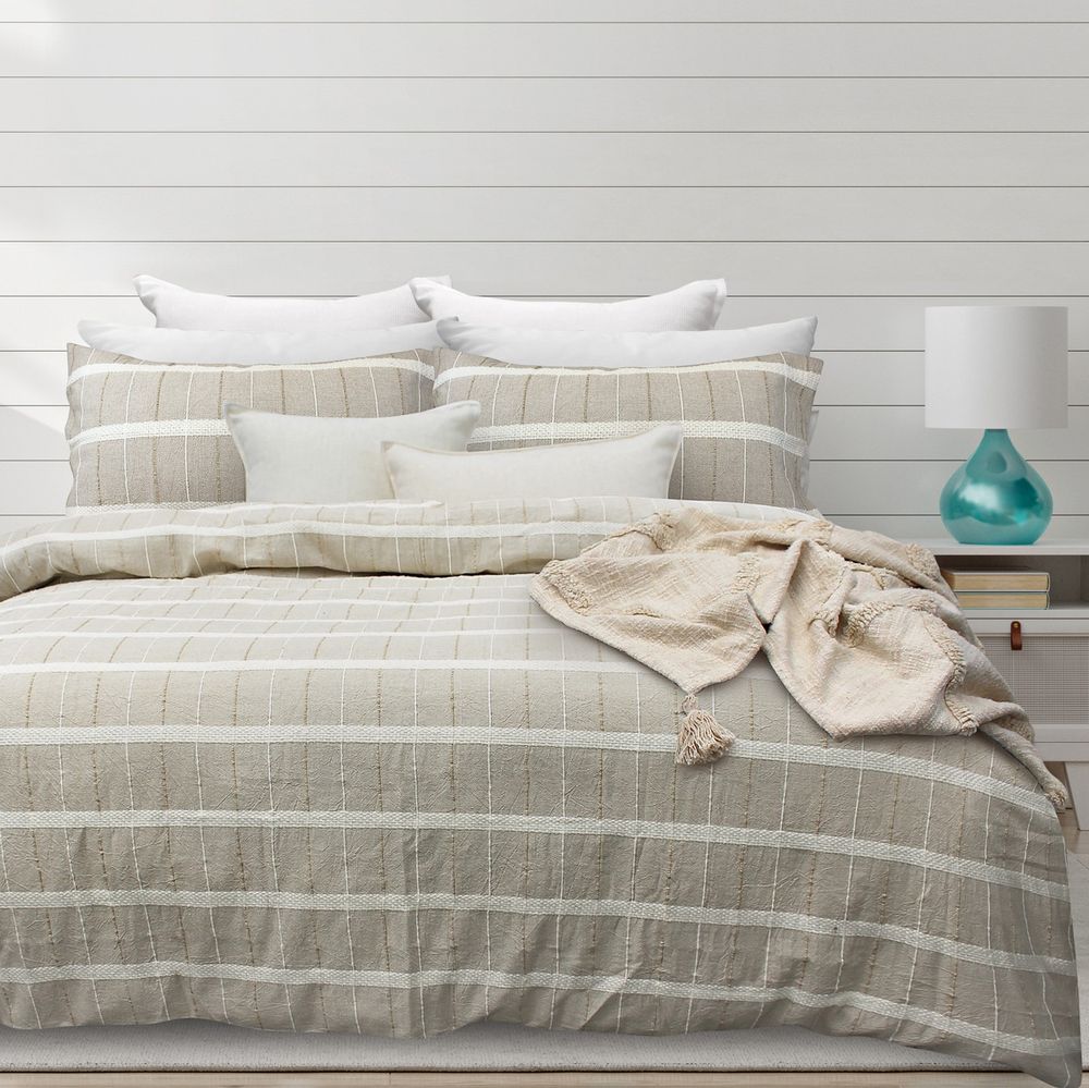 Bas Phillips Mosman Textured Cotton Quilt Cover Set (Natural) - Queen ...