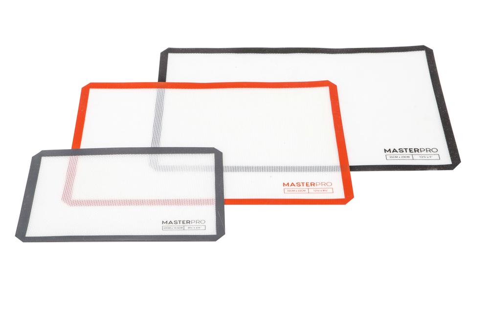 MasterPro Fibreglass Silicone Rectangular Baking Mat, Set of 3 (White ...