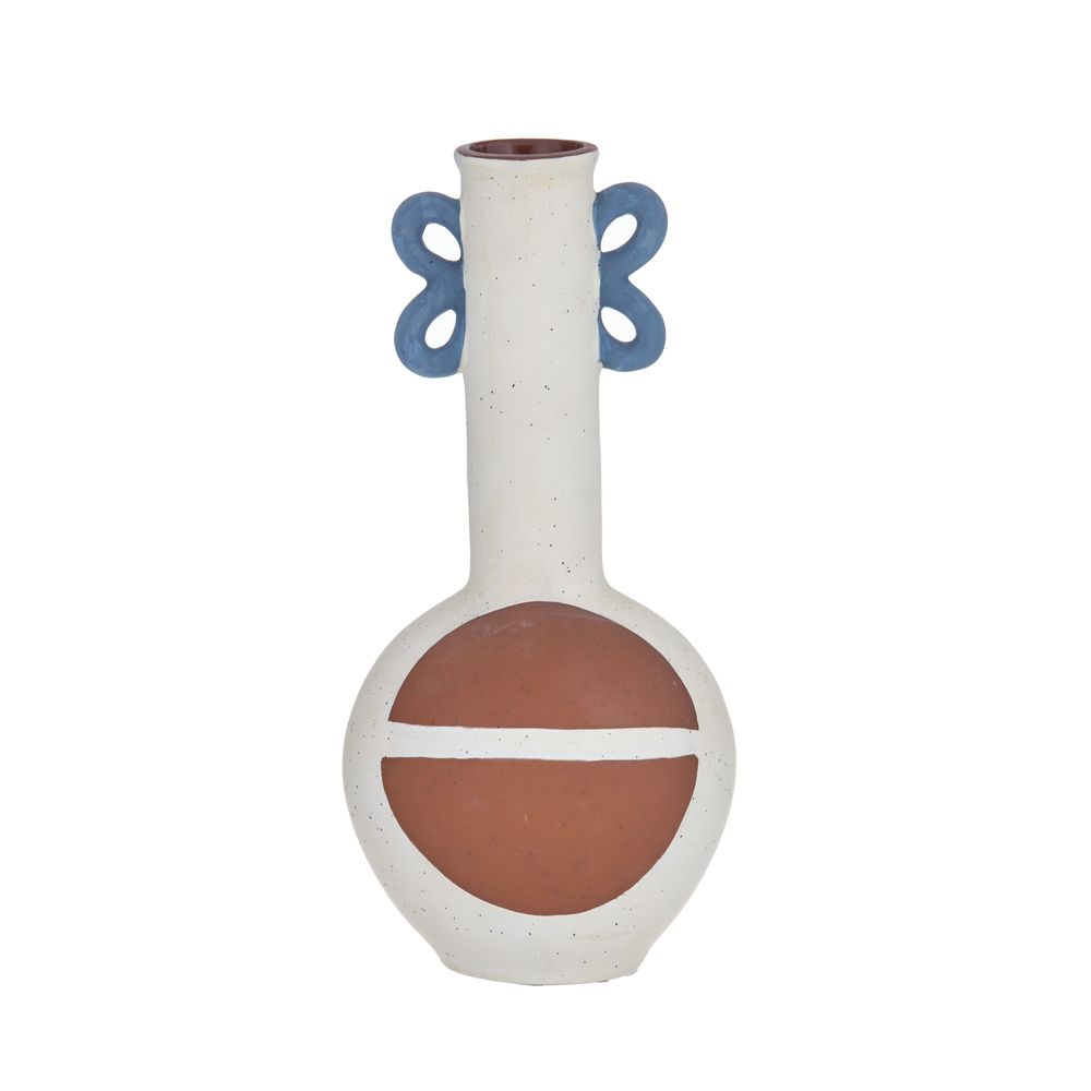 Emporium Ravi Vase (Teracotta/White/Blue) - 10.5x10.5x22.5cm | Buy ...