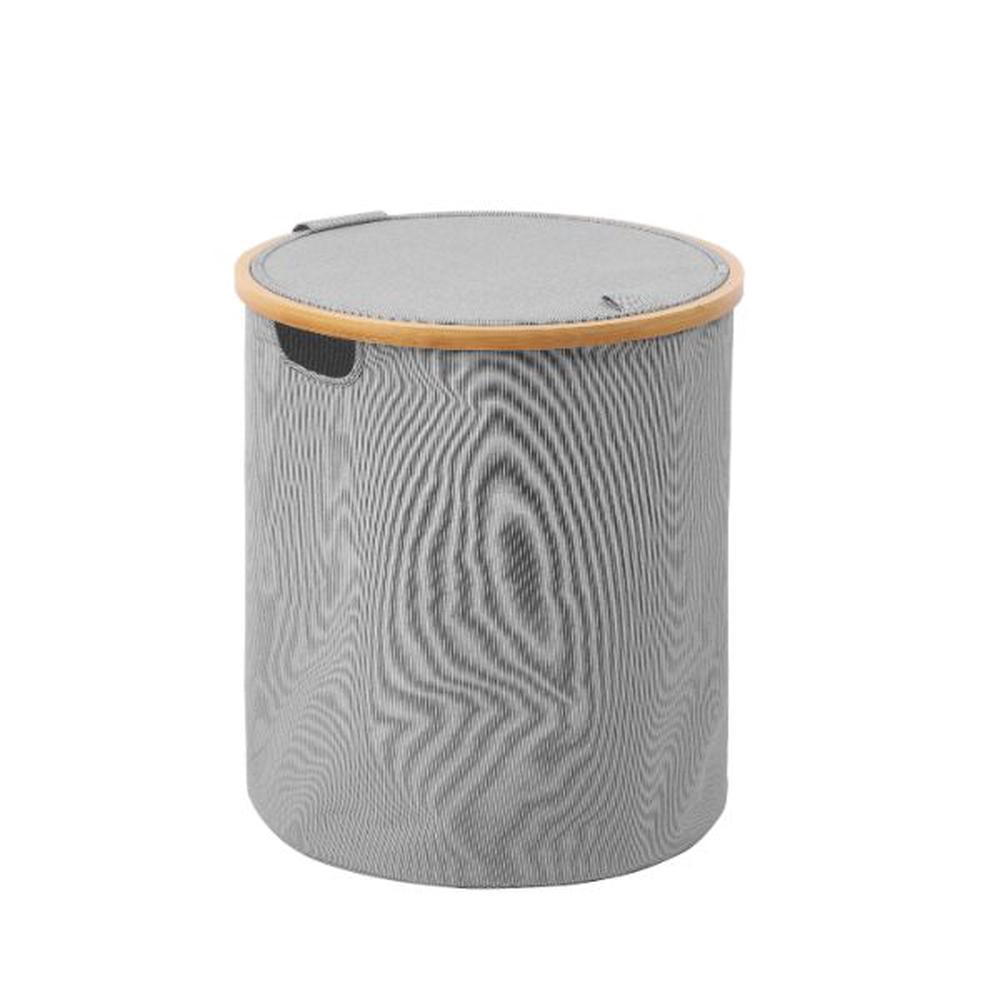Sherwood Home Linen and Bamboo Laundry Hamper with Cover (Dark Grey ...