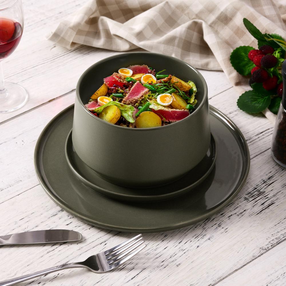 Sherwood Porcelain Dinnerware Set, 12 Piece (Olive Green) | Buy online ...