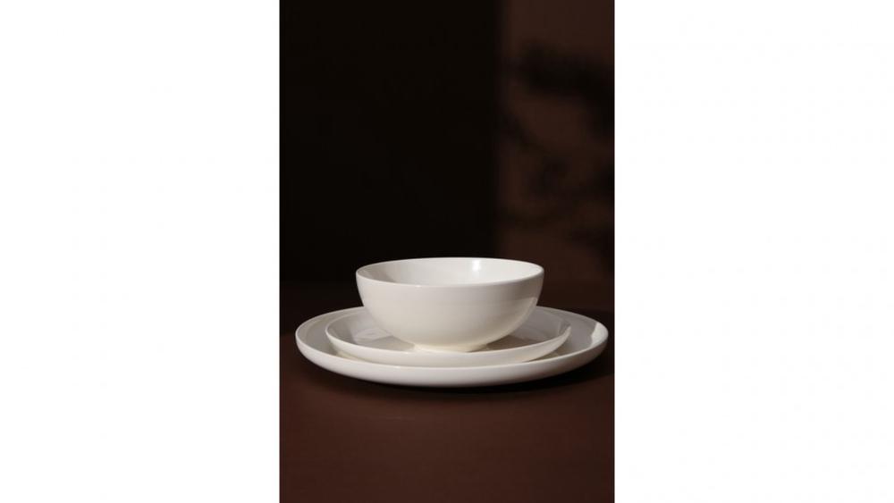 Gourmet Kitchen Essential Coupe Shape Gloss Glaze Dinner Set, 12 Piece ...