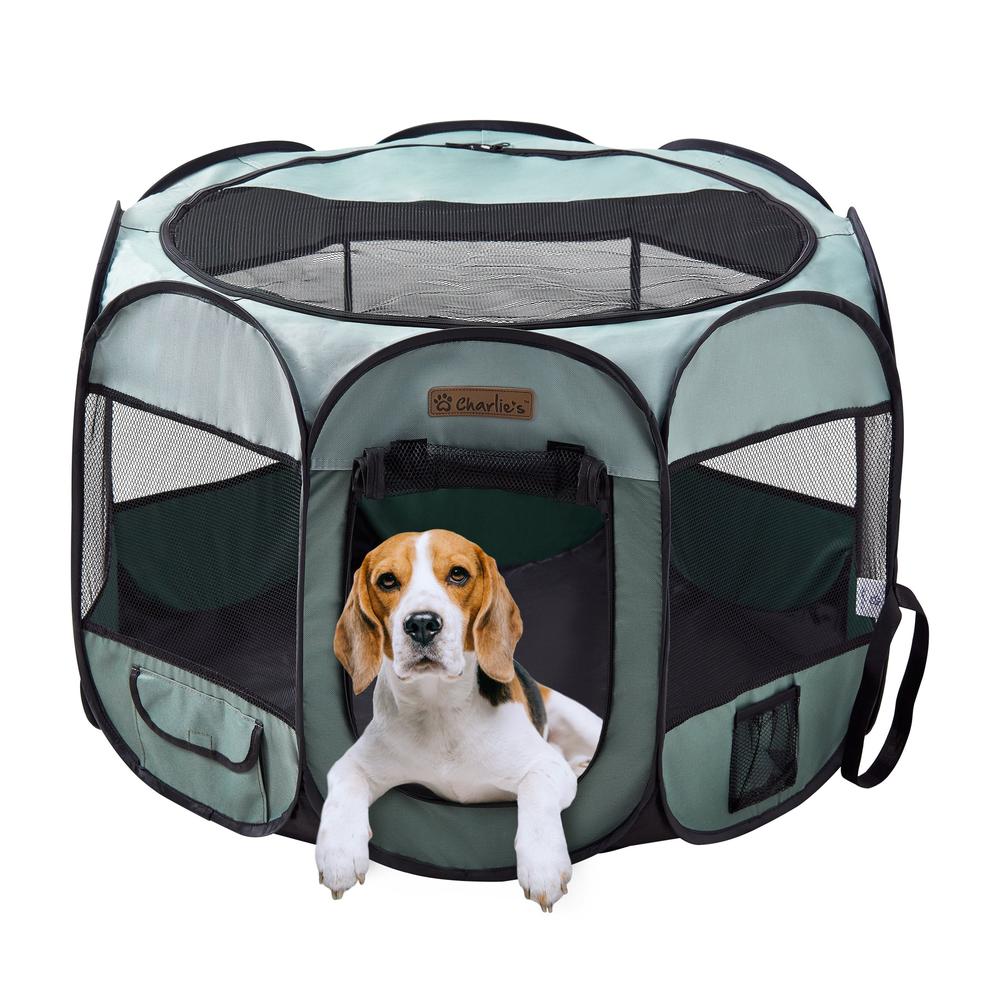 Charlie's Pet Adventure Pet Playpen Foldable Portable Crate (Sage ...