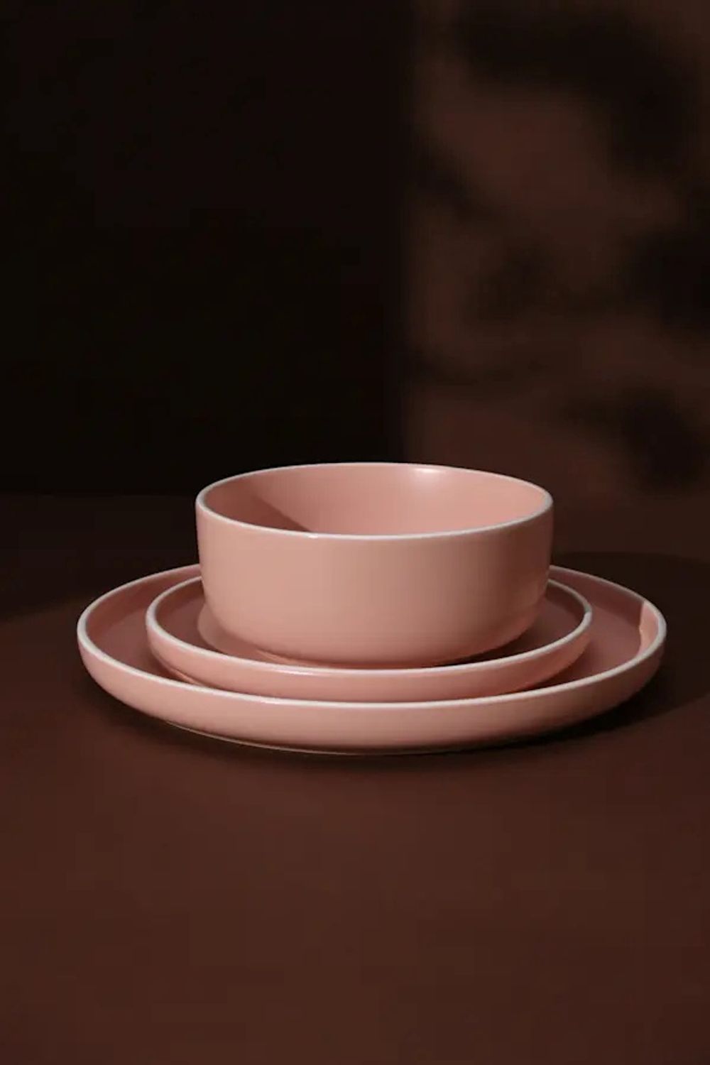 Cadence & Co. Maze Matte Glaze Ribbed Dinner Set, 12 Piece (Pink Clay ...